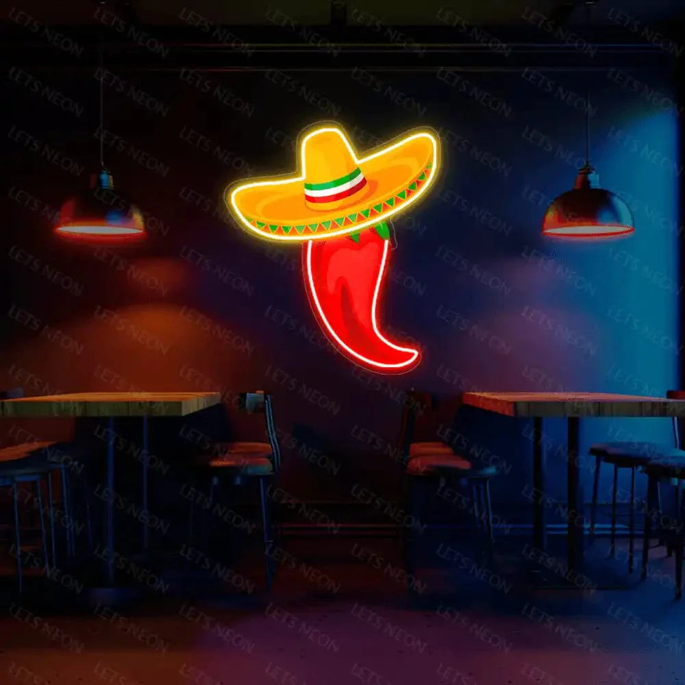 Sombrero Red Chilli UV Neon Sign – Lets Neon